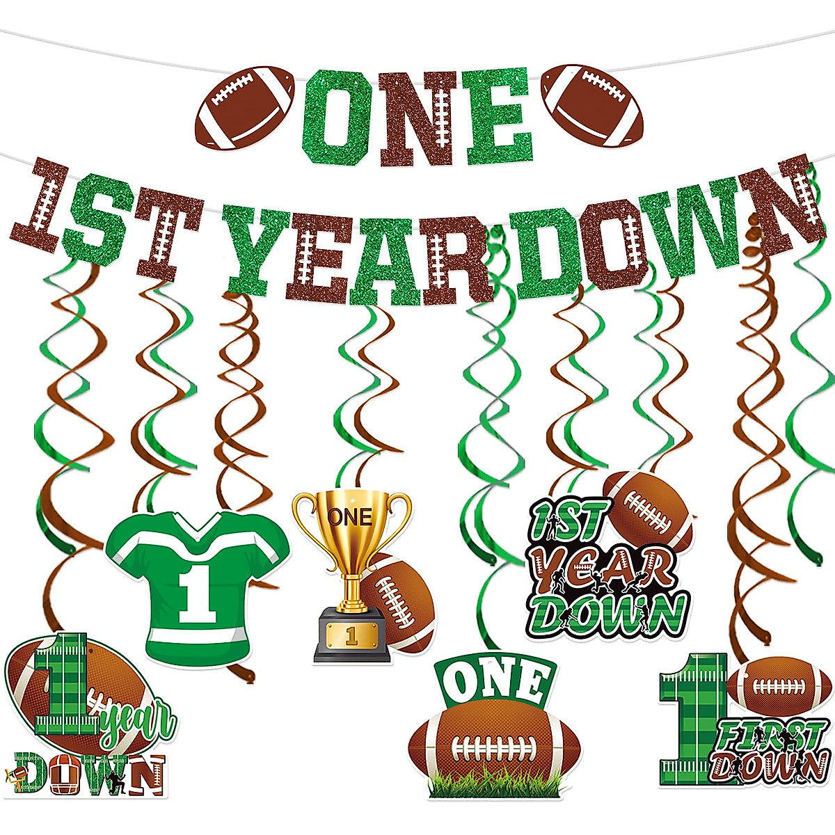1St Year Down Football Party Decorations First Year Down Football Birthday Party Banner 1St Birthday Hanging Decorations One Year Down Football Birthday Football Birthday Party Decorations
