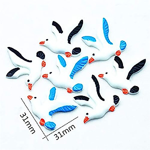 ZAMTAC 31mmX31mm 20PCS Resin Flatback Seagulls|Flatback Sea Beach Miniatures|Summer Holiday Miniatures - (Color: Black COLOR-20PCS)