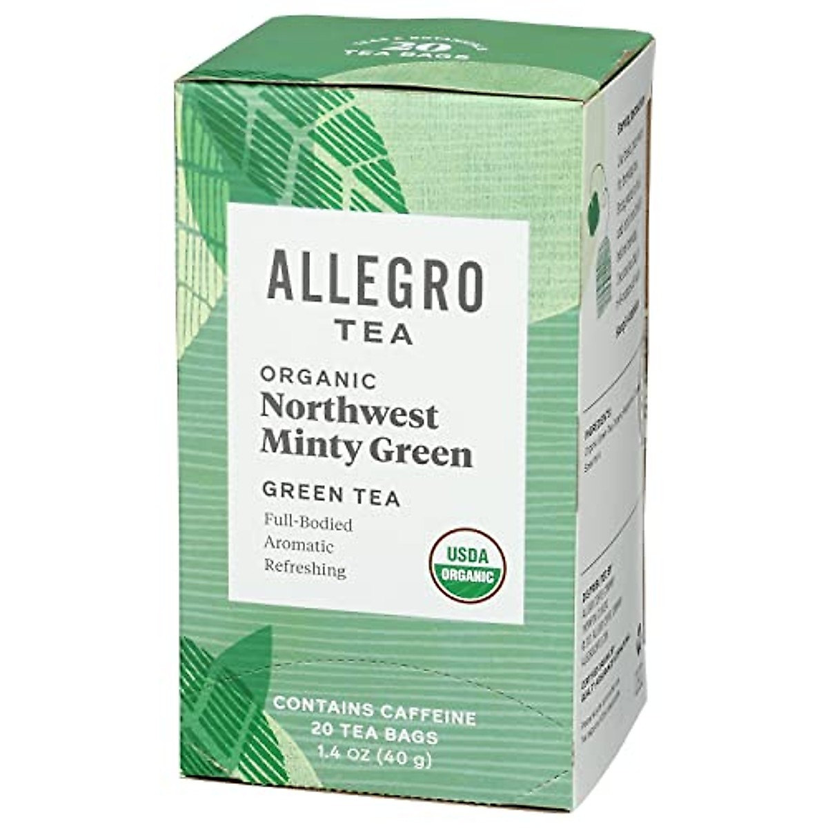 Allegro Tea, Organic Northwest Minty Green Tea Bags, 20 ct