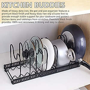 Pots and Pans Organizer,Expandable Pot Rack Organizer for Cabinet,10 Adjustable Compartment for Pot Organizer for Kitchen Cabinet Cookware Baking Frying Rack Bake Ware Storage
