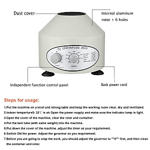 MECCTP Electric Lab Laboratory Centrifuge Machine Lab Medical Practice w/Timer and Speed Control, Max Speed 4000 RPM Capacity 6 x 20ml, Silver, 9.65inch×9inch