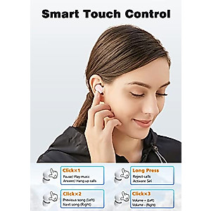 Wireless Earbuds, Bluetooth Earphones Stereo HiFi Sound Noise Cancelling with Built-in Microphone, True Wireless Headphones In-Ear Earbuds for Sports and Work, Compatible with iPhone, Android- Pink