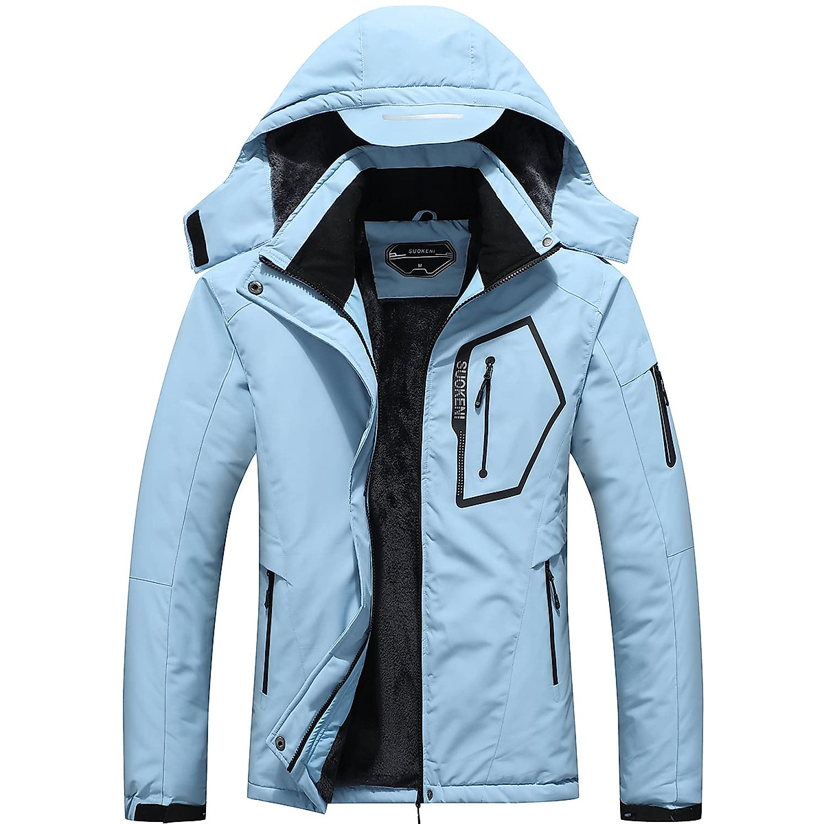 SUOKENI Women's Waterproof Warm Winter Snow Coat Hooded Raincoat Ski Snowboarding Jacket