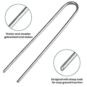 Landscape Staples 6 Inch Galvanized Garden Stakes 150 Pack,Garden Staples Heavy-Duty Sod Pins Anti-Rust Fence Stakes Securing Pegs for Barrier Fabric Irrigation Tubing Hose Weed