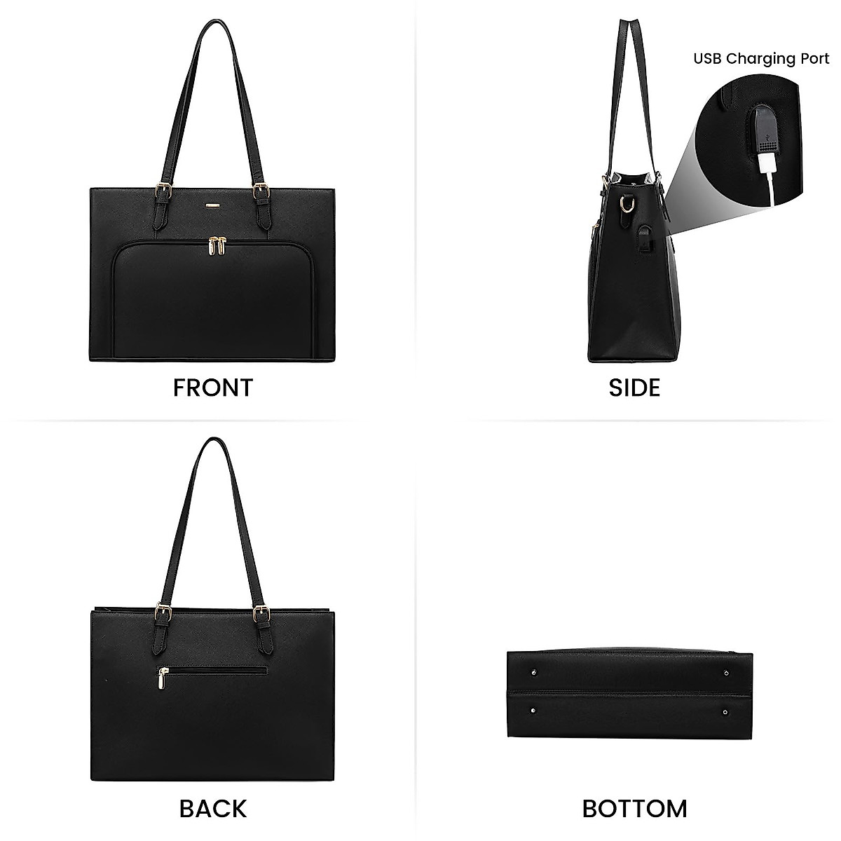 LOVEVOOK Laptop Bag for Women 15.6 inch Waterproof Work Tote Bag Briefcase with USB Charging Port PU Leather Computer Handbag Shoulder Bag Large Professional Teacher Bag for Travel Business School