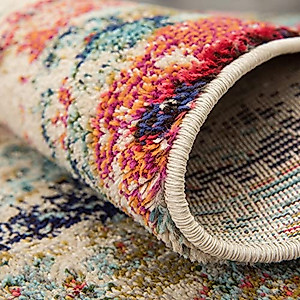 Unique Loom Sedona Collection Distressed, Southwestern, Vintage, Modern, Over-Dyed, Abstract Area Rug (5' 0 x 8' 0 Rectangular, Multi/Beige)