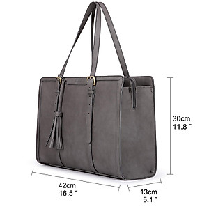 ECOSUSI Laptop Bag For Women 15.6 Inch Work Tote Bags PU Leather Computer Purse For Business Office With 3 Layer Compartments