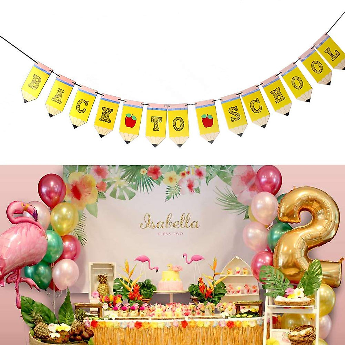 BinaryABC Back to School Bunting Banner,First Day of School Sign,First Day of School Decoration Supplies