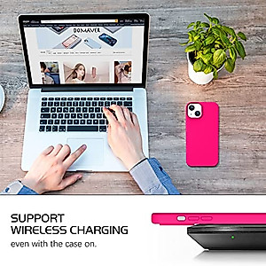 DOMAVER iPhone 13 Mini Case, Phone Case iPhone 13 Mini Silicone Soft Gel Rubber Cover Shockproof Protective Women Girls- Hot Pink