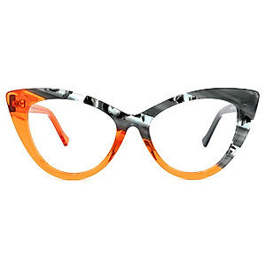Zeelool Trendy Cat Eye Glasses Frame for Women with Non-prescription Clear Lens Maxine WA454518-04 Orange