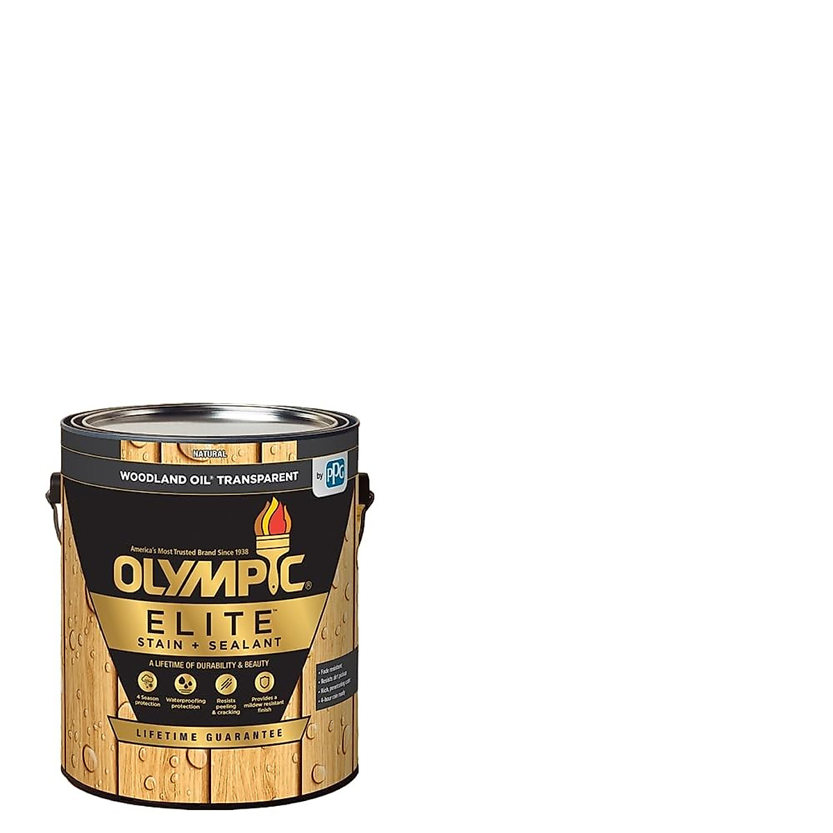 Olympic Stain Elite Wood Stain Woodland Oil Transparent Stain and Sealant in One Low VOC, Natural, 1 Gallon (434266)