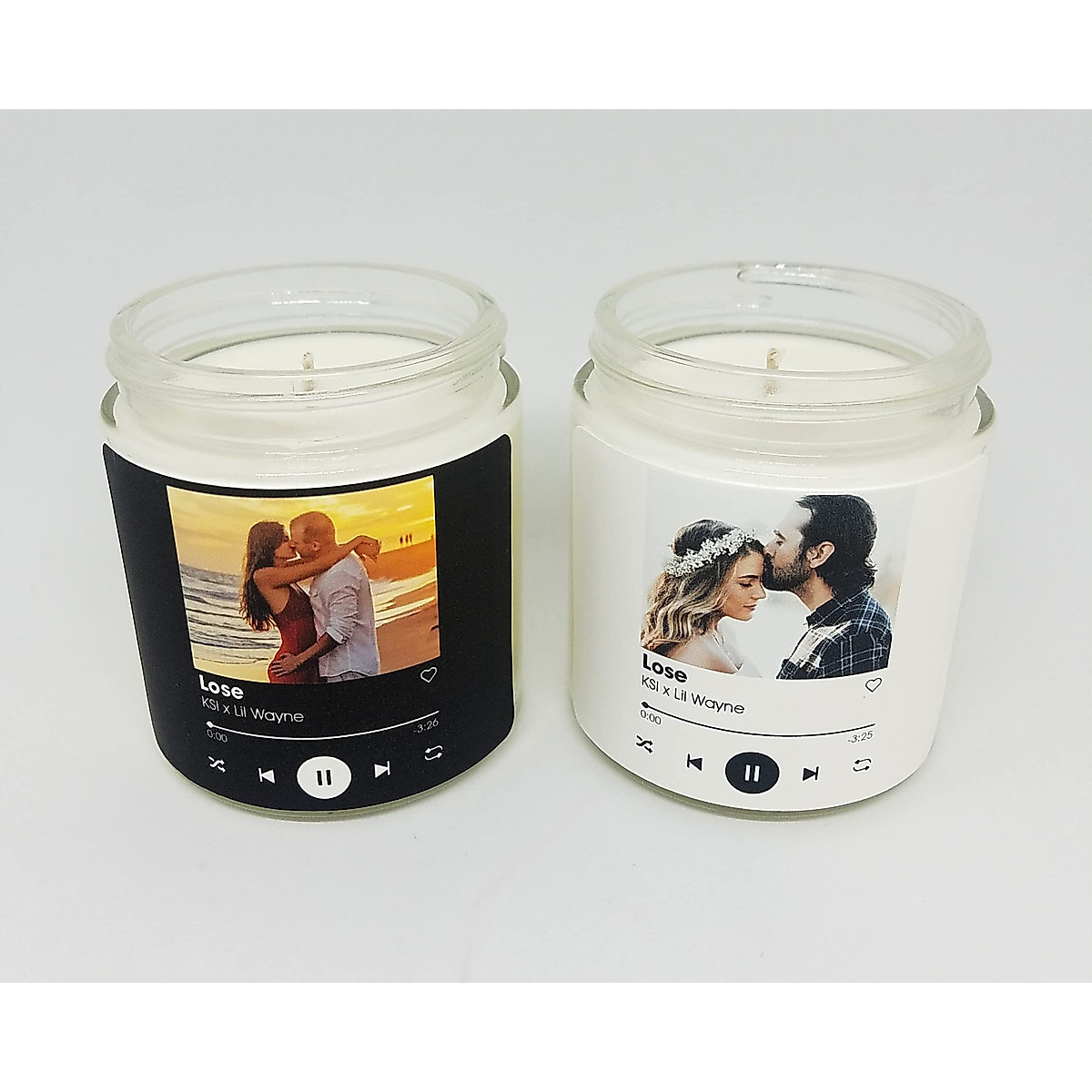 3.5oz./9oz. Custom Song Couples Candle | Personalized Photo Candle, Music Candle