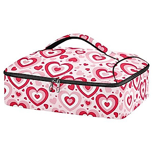 Kcldeci Insulated Thermal Food Carrier Insulated Casserole Carrier for Hot or Cold Food,St Valentine’s Day Insulated Tote Bag for Potluck Cookouts Parties Picnic,Lasagna Lugger