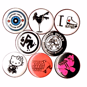 ROLLER DERBY 8 NEW 1" inch (25mm) button pin badge support local heart LOVE girl riot grrrl