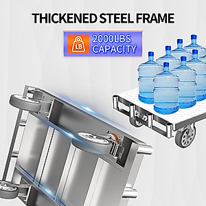 Steel Platform Truck, Heavy Duty Drywall Cart Flatbed Cart Panel Cart, Capacity 2000lbs Platform Truck Cart, with 6" Swivel Brake Casters Lumber Cart, 1Front and 2 Side Handra