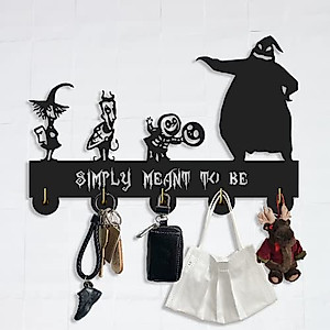 YSdesign The Nightmare Before Christmas Hooks-Jack Skellington Decor Wall Hooks,Wall Décor,Coat Hooks, Key Holder,Key Hanger for Wall、Entryway and Kitchen-11.8×7.8Inch、 Black 、Eco-Wood