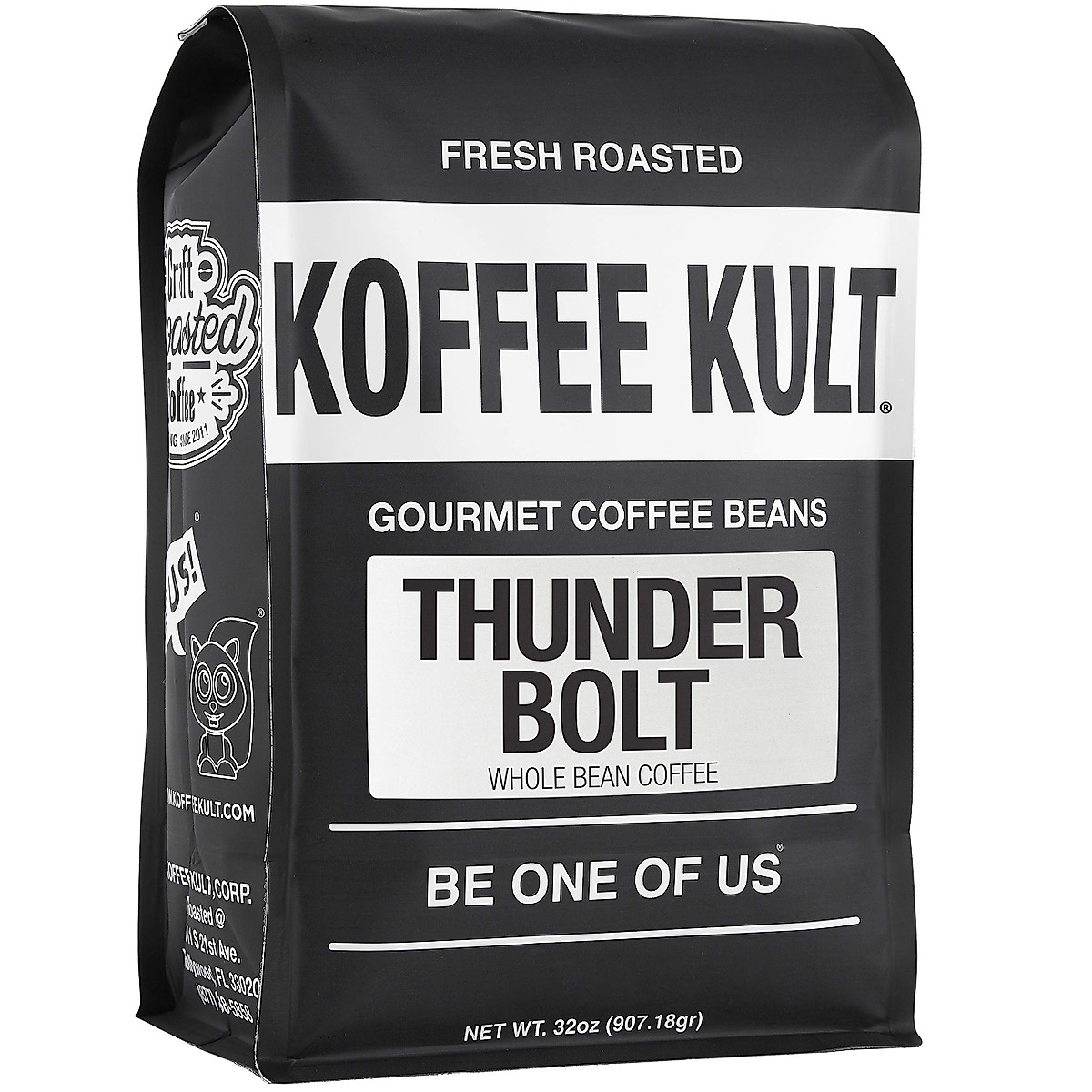 Koffee Kult Thunder Bolt Dark Roast Coffee Beans, Whole Bean, Fresh Roasted, 100% Arabica Robust Blend of Colombian And Brazil Whole Beans Bulk 32oz