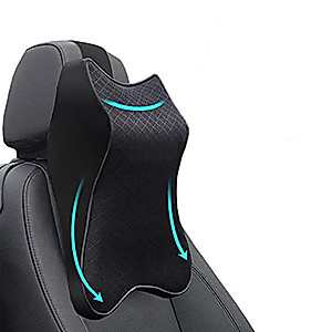Car Seat Headrest Neck Rest Cushion, Car Seat Neck Pillow 100% Pure Memory Foam Neck Pillow with Breathable Removable Cover, Comfortable Ergonomic & Neck Pain Relief（14.17x11.8x3.9 in） (1 Pack, Black)