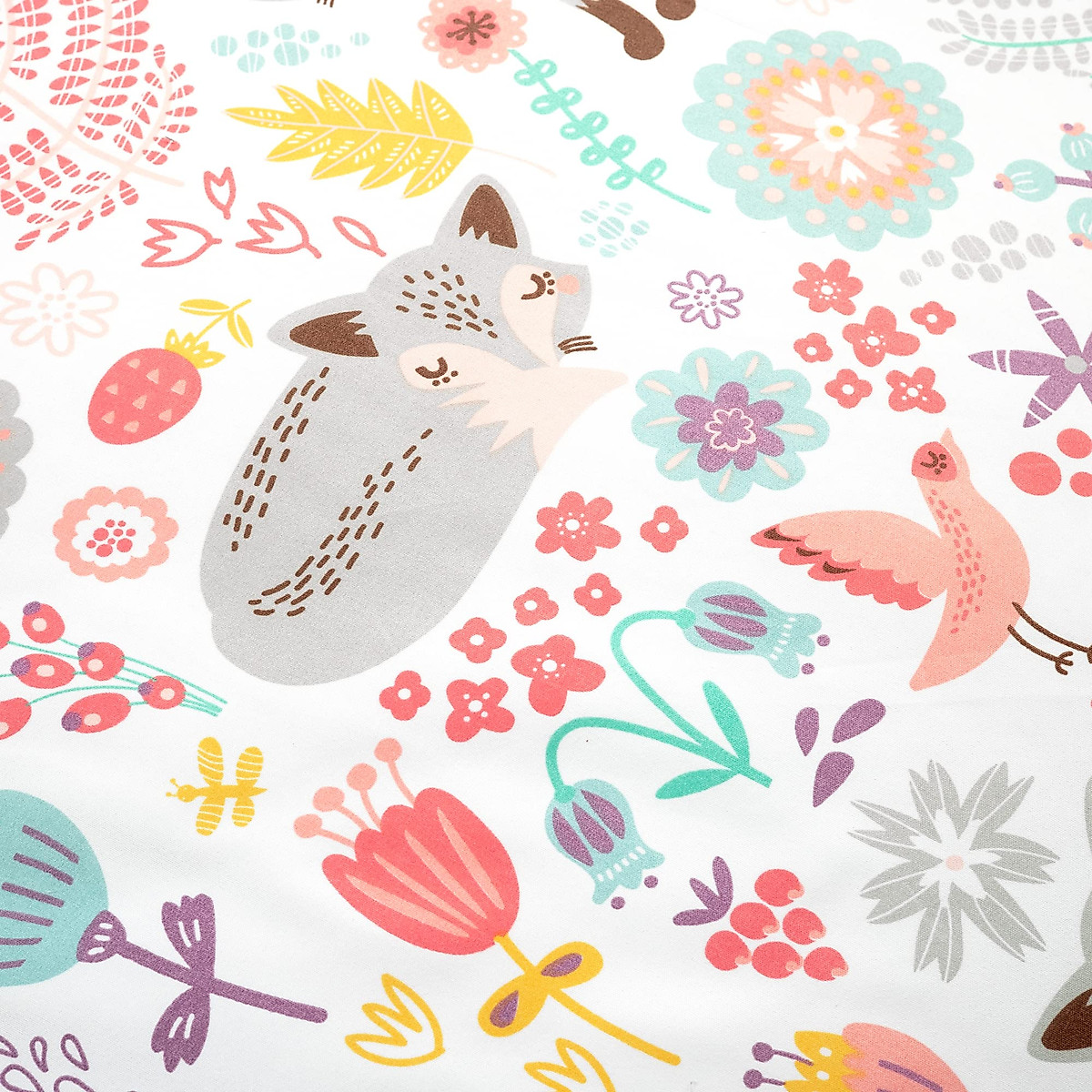 Lush Decor Pixie Fox Reversible Comforter Set, 5 Piece Set, Twin XL, Pink & Gray - Kids Bedding with Sheet Set - Comforter Set for Girls - Toddler Bedding - Floral & Hearts - Woodland Bedroom Decor