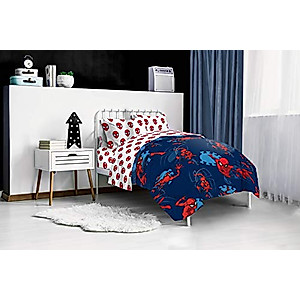 Jay Franco Marvel Spiderman Spidey Daze 5 Piece Queen Bed Set - Includes Reversible Comforter & Sheet Set Bedding - Super Soft Fade Resistant Microfiber (Official Marvel Product)