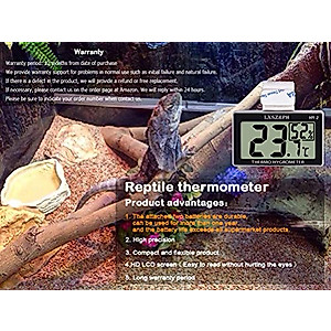 LXSZRPH Reptile Thermometer Hygrometer HD LCD Reptile Tank Digital Thermometer with Hook Temperature Humidity Meter Gauge for Reptile Tanks, Terrariums, Vivarium (2packs)