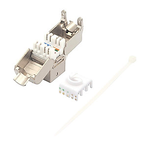 VCE RJ45 Cat6A Shielded Keystone Jacks 12-Pack, 10Gbps Easy Toolless Modular Jacks PoE for 23 to 26 AWG Solid or Stranded S/FTP Ethernet Cable