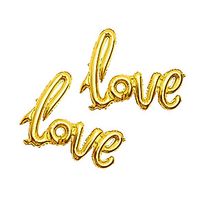 AnnoDeel 2pcs 41inch Love Foil Balloons,Gold Love Mylar Letter Balloons Big Banner Romantic Wedding Anniversary Decor Bridal Shower Birthday Party decorations