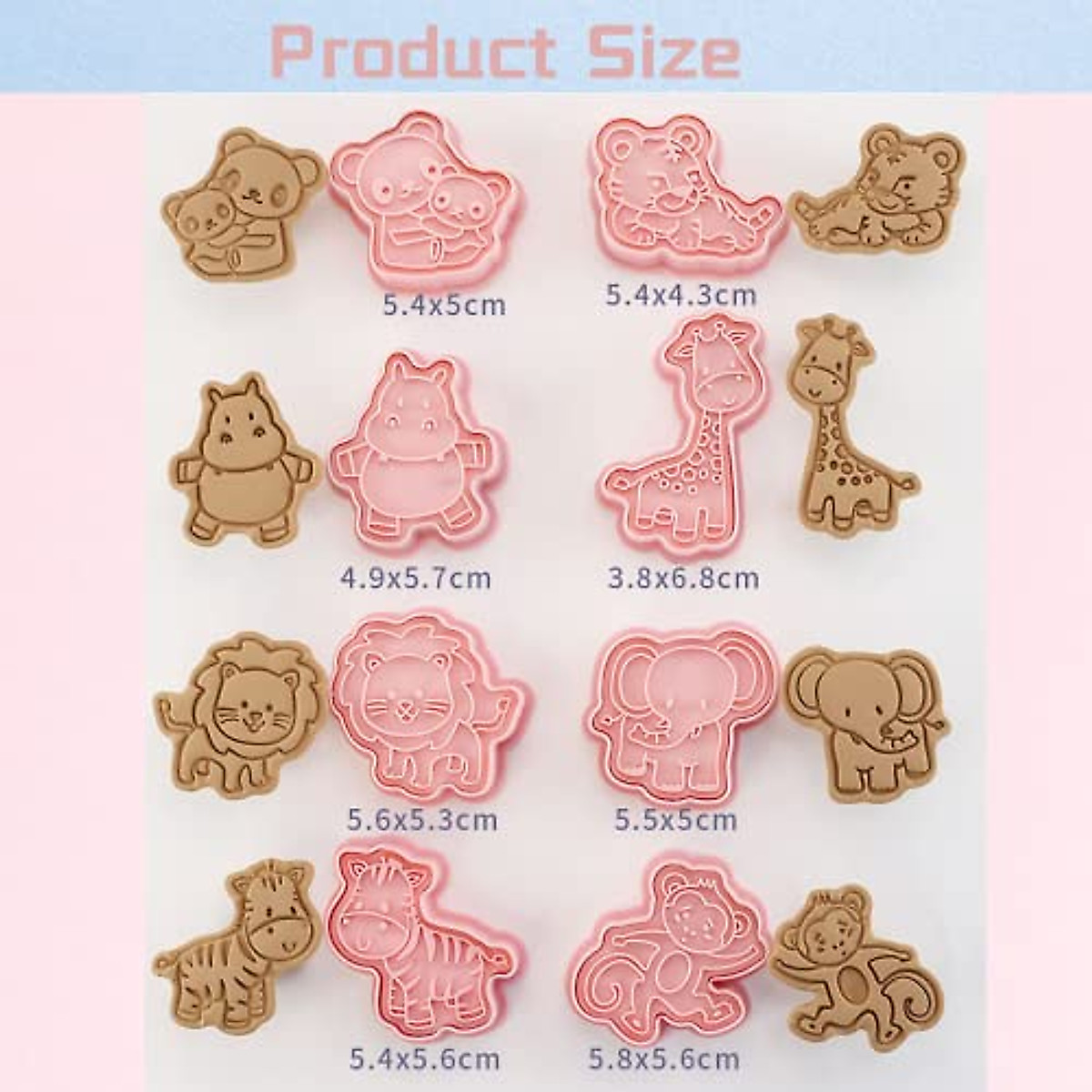Crethinkaty Animals Cookie Cutter Set,8 Pcs Plastic Cookie Stamps Cartoon Fun Biscuit Moulds Fondont Decoration