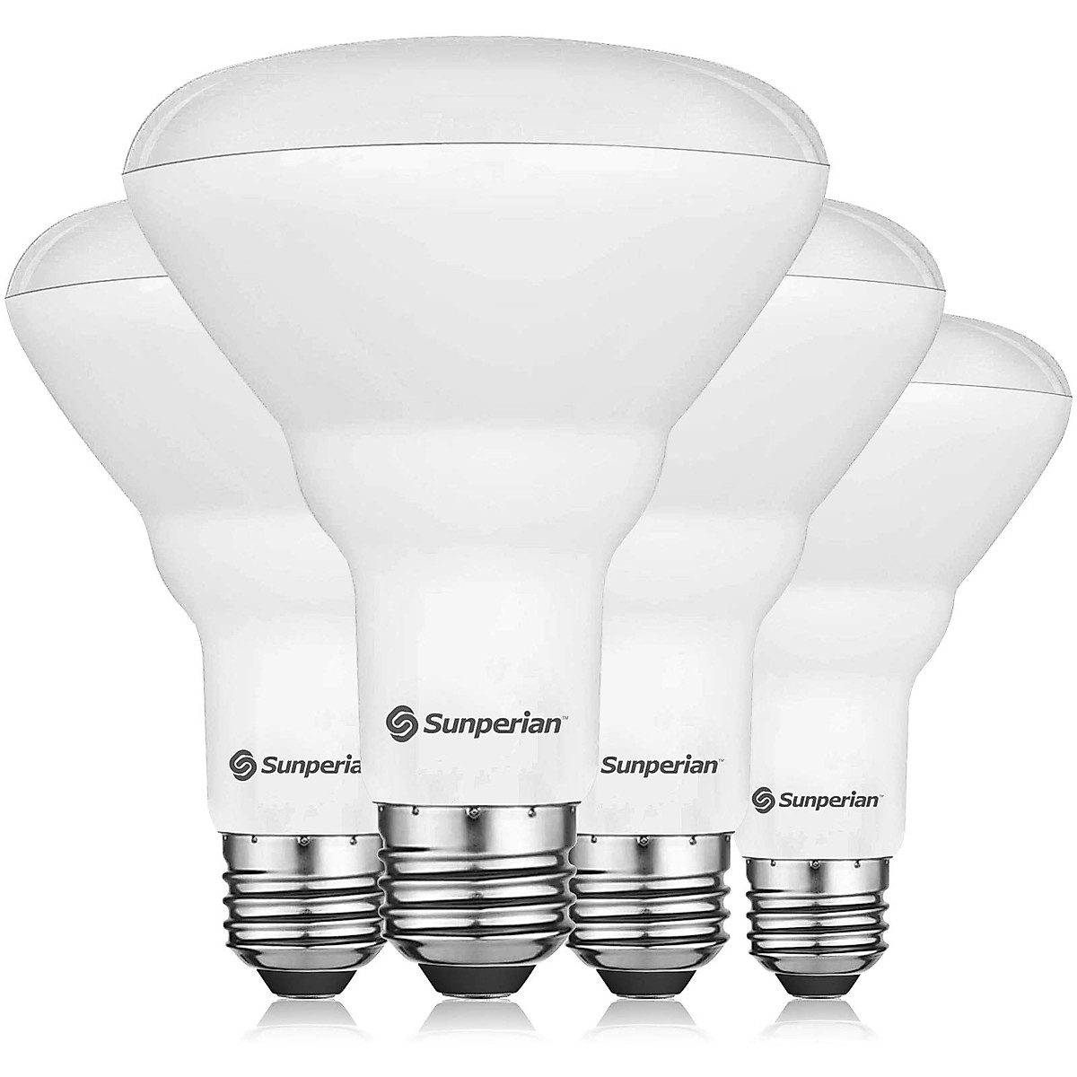SUNPERIAN BR30 LED Bulb, 8.5W=65W, 6500K Ultra Daylight, 800 Lumens, Dimmable Flood Light Bulbs for Recessed Cans, Enclosed Fixture Rated, Damp Rated, UL Listed, E26 Standard Base (4 Pack)