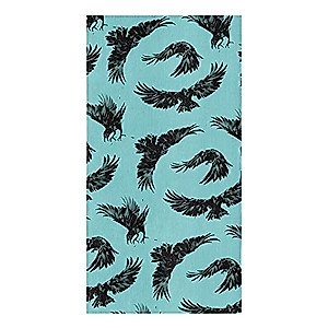 YOKOU Kitchen Towel, Halloween Crow Raven Teal Green Absorbent Dish Cloths Super Soft Dish Towels Hand Towels or Tea Towels for Bathroom, Tubs, Shower, Pack of 1
