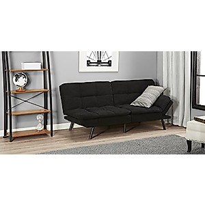 Mainstay.. Memory Foam Futon, Black Suede, Fabric, Wood, Metal + Free Clean Fabric Cloth (Black Suede)