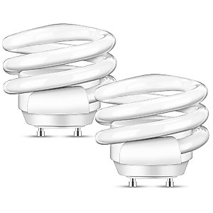 Rossesay 2 Pack 18 Watt Spiral GU24 CFL Light Bulbs, 2700k Soft White 2 Prong Twist and Lock Base Light Bulb, 1000 Lumen Compact Fluorescent Bulbs
