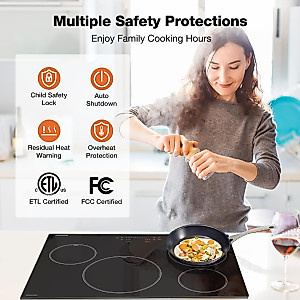 thermomate 30 Inch Induction Cooktop, 6500W Built in Induction Stove Top with 4 Boost Burner, ETL & FCC Certified Electric Cooktop, 9 Heating Level, Timer & Child Lock, Sensor Touch, 240V