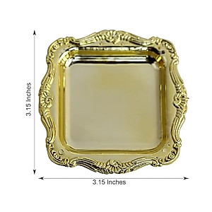 Efavormart 12 Pack | Gold Square Baroque Mini Party Favor Candy Tray Treat Gift Display Serving Plate - 3"x3"