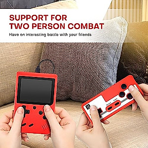 Retro Handheld Game Console with 400 Classical FC Games 3.0 Inches Screen Portable Video Game Consoles with Protective Shell Handheld Video Games Gameboy Support for Connecting TV & Two Players(Red)