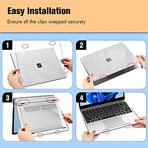 Fintie Case for 12.4 Inch Microsoft Surface Laptop Go 3/2/1 (2023/2022/2020) Model: 2013 1943 - Protective Snap On Hard Shell Cover, Glittering Clear