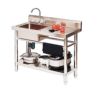 Commercial Stainless Steel Sink, With Bracket And Shelf, Integrated Sink For Kitchen And Home Use, 100CM