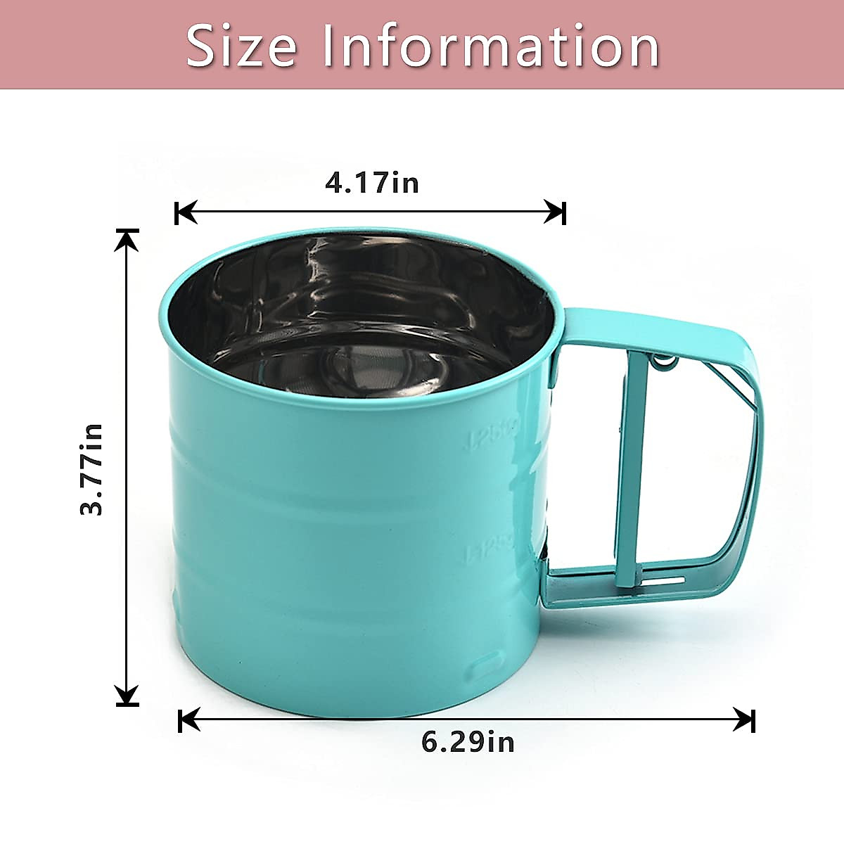 Cenbee Flour sieve stainless steel material manufacturing,Coffee Sieve Cup,Semi Automatic 2 Cup Sifter for Baking | Fine Mesh Pastry Sieve Cup(BLUE)