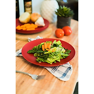 Coza Design- Durable Plastic Plate Set- BPA Free- Set of 6 (Bold Red)