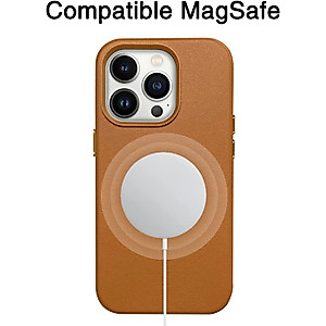 DALANI Compatible with iPhone 14 Pro Max Magnetic Leather Case,Compatible with Magsafe,Leather Cover for iPhone 14 Pro Max - 6.7 inch (Golden Brown)