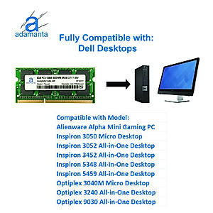 Adamanta 8GB (1x8GB) Compatible for Dell Latitude E7450, E7250, 7250, E5550, 5550, E5450, 5450, E5250, 5250 DDR3L 1600Mhz PC3L-12800 SODIMM 2Rx8 CL11 1.35v Notebook Laptop Memory RAM Upgrade
