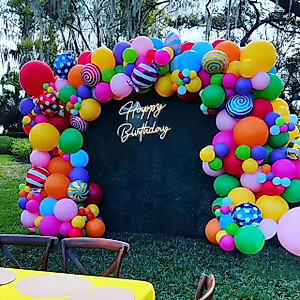 Candy Rainbow Balloon Arch Kit 137 Pcs Pastel Rainbow Balloons with Lollipops Balloon for Candy Land Sweet One Birthday Party Decoration