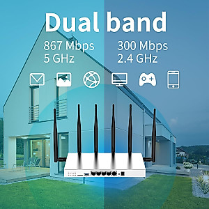 Wiflyer WG3526 4G LTE Router | AC1200Mbps Dual Band CAT4 Wireless Router with Metal Case and Detachable 6×5dBi Antennas| Gigabit Ethernet with TF Card Slot & USB3.0 Port & SIM Card Slot