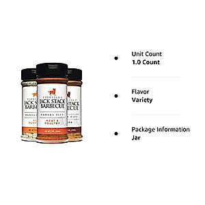 Jack Stack Barbecue Dry Rub Seasoning Variety Pack - All Purpose, Steak, Poultry & Meat Seasonings - Kansas City Spice 3 Pack - for Chicken, Steak, Ribs, Vegetables, Seafood, and More (7oz Each)