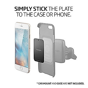 Spigen Kuel MP4-P Metal Plates for Magnetic Car Mount Phone Holder QNMP Compatible (4 Pack - 2 Round, 2 Rectangle) - Black