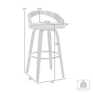 Armen Living Sonia Mid Century Modern Swivel Bar Stool for Kitchen Island Counter in Gray Faux Leather and Walnut Wood, 26" Seat Height
