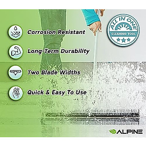 Alpine Industries Industrial-Duty Curved Floor Squeegee - Wide Commercial Cleaner Head Replacement w/Rubber Blade - 24 inches