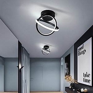 CANEOE Black Led Ceiling Light, 6000K Modern LED Ceiling Lighting Fixtures, Metal Creative Design Ceiling Lamp for Living Room Bedroom Corridor Aisle Hallway Indoor Ceiling Lamp (Cool White)