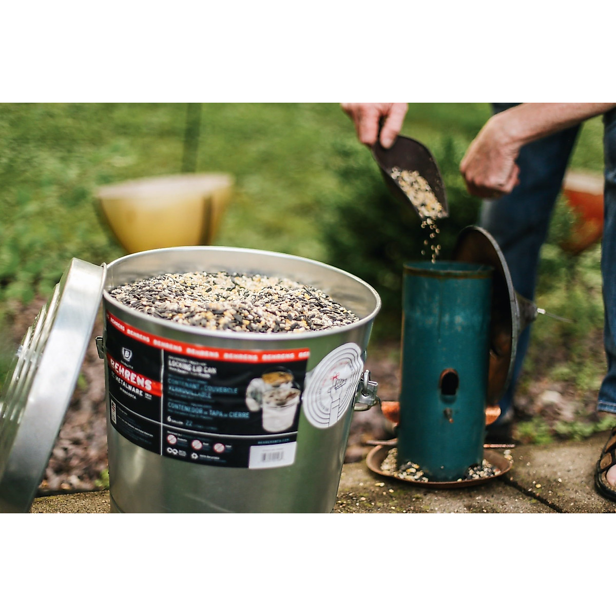 Behrens 6 Gallon Rust-Proof Steel Locking Lid Trash Can(6 gal) Made in USA