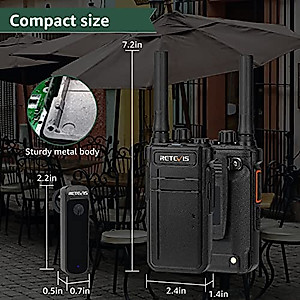 Retevis RB37 New Version,Bluetooth Two Way Radio,Walkie Talkies for Adults,Wireless Earpiece,2000 mAh,VOX,Type-C,for Retail Pet Hospital (2 Pack)